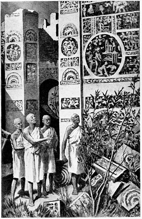 File:Fa Hien at the ruins of Ashoka palace.jpg - Encyclopedia of Buddhism